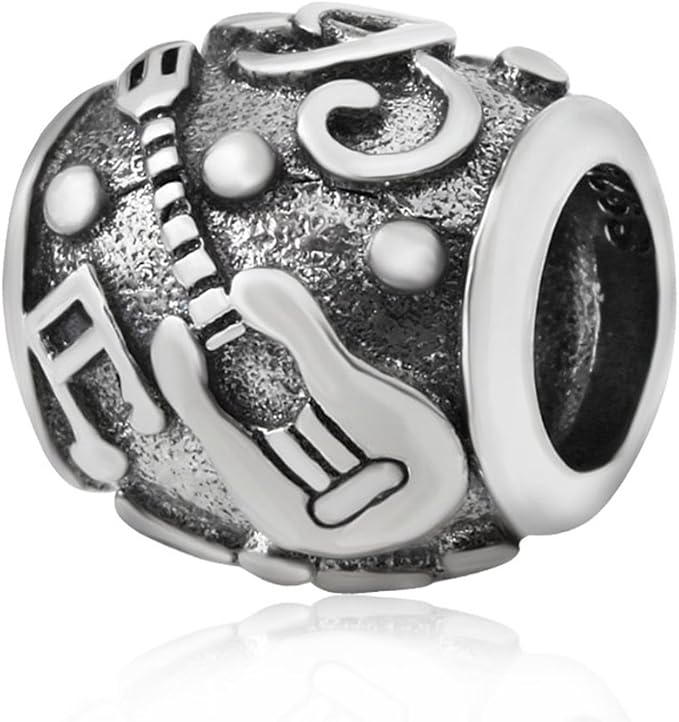 Guitar Charm 925 Sterling Silver Note Charm Music Charm Anniversary ...