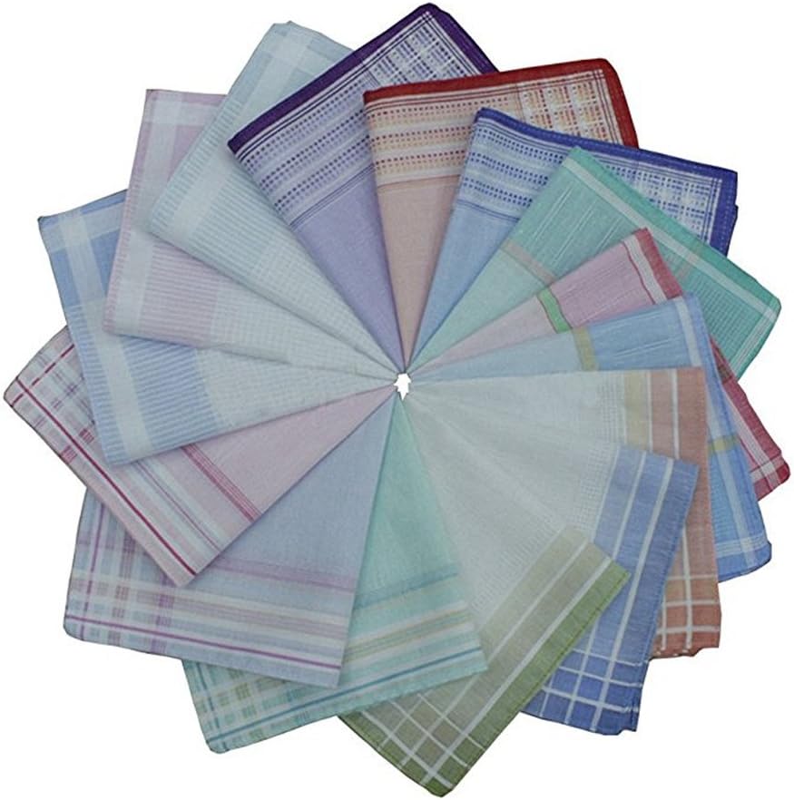 Amazon.com: TanQiang 10 Pcs Multicolor Stripe Handkerchiefs Women ...