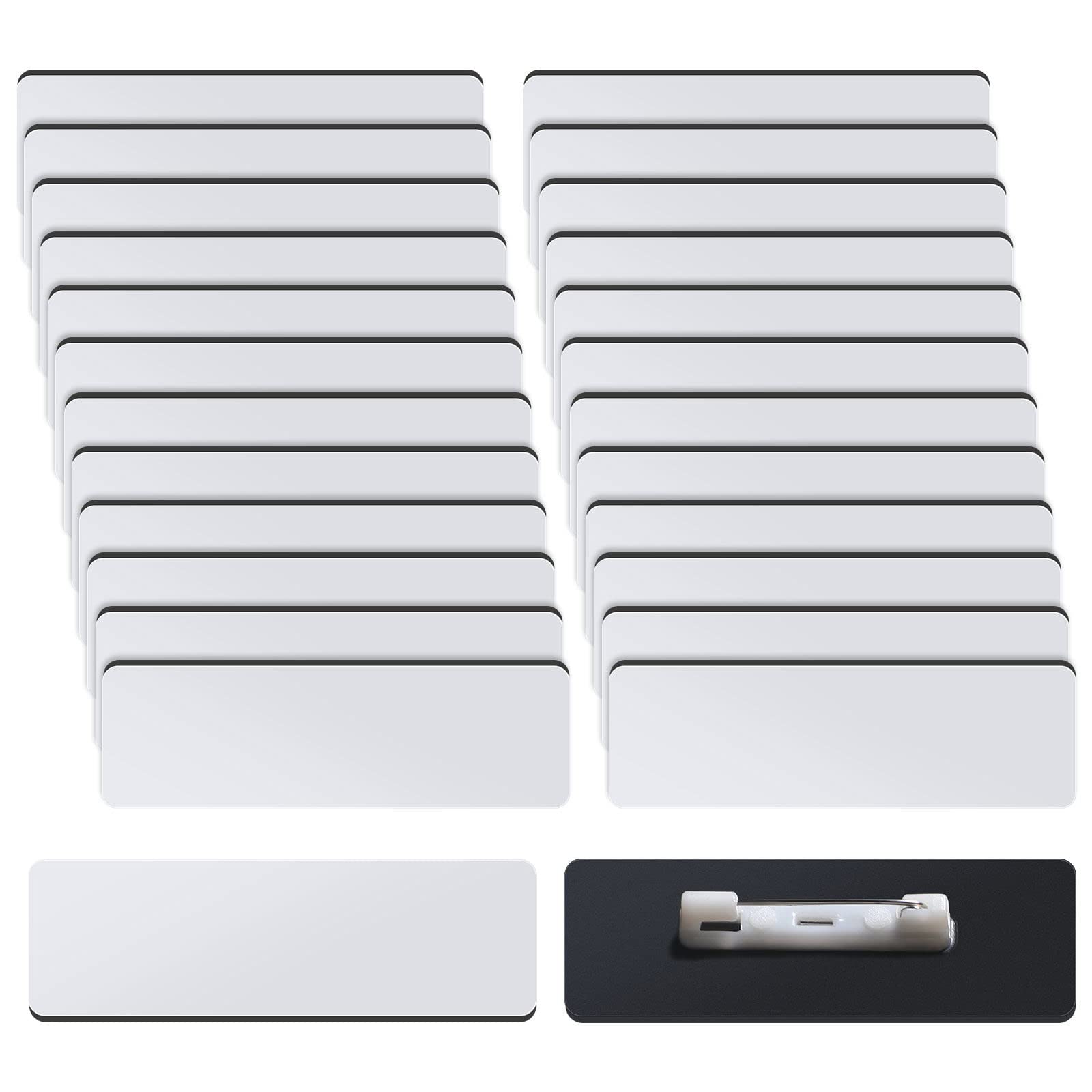 Name Tag Blank Name Badges 1 x 3 Inch DIY Blank ID Name Badge with Pin ...