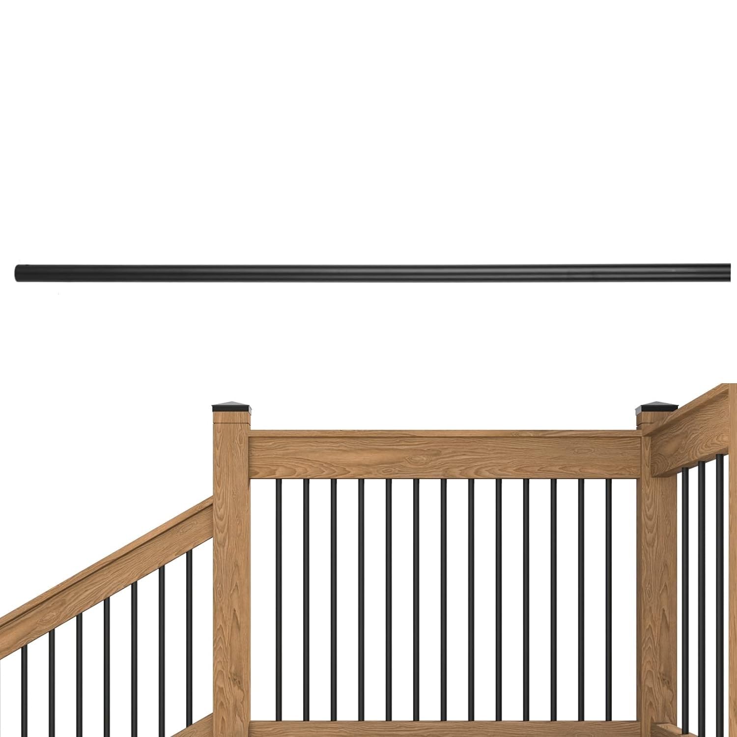 HZIU 20 Pack Iron Stair Balusters Black Metal Deck Balusters 3/4" Round ...