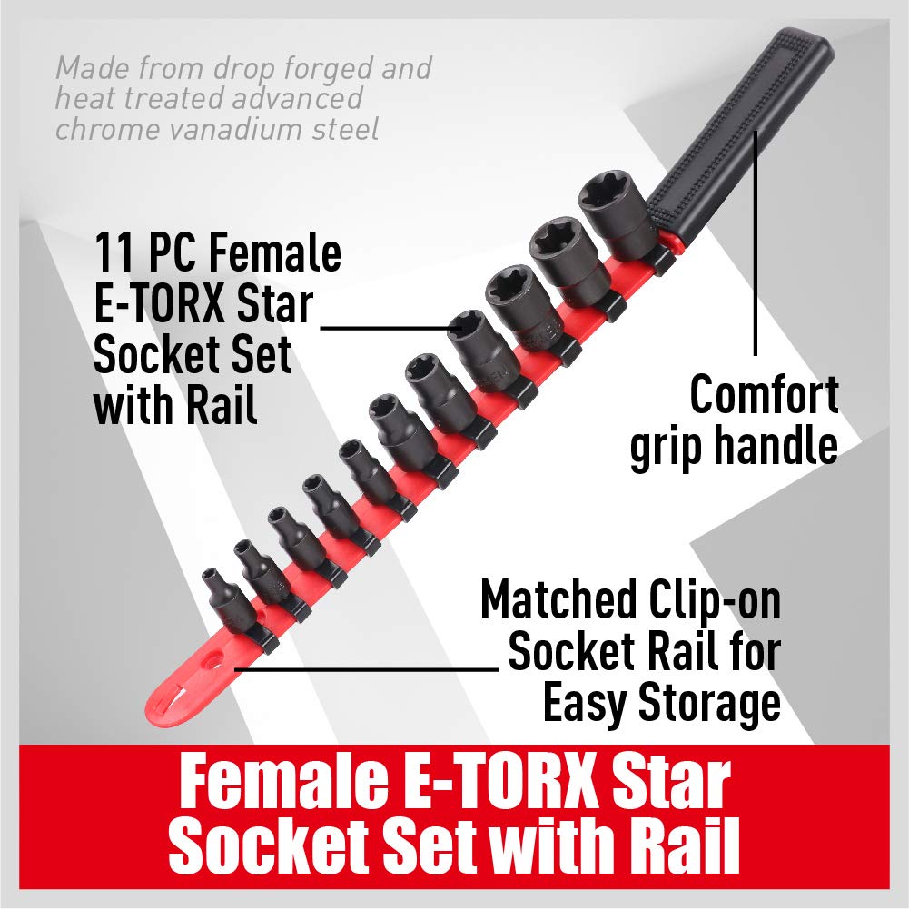 Mua SEDY 11-Piece E-Torx Socket Set - Star Sockets Set with Socket Rail ...