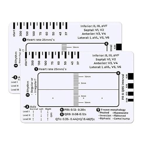 2Pcs ECG 7 Step Ruler, Transparent EKG Calipers Measuring Tool, Follow ...