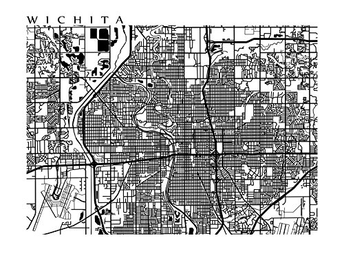 Amazon.com: Wichita Black and White Map Print: Handmade