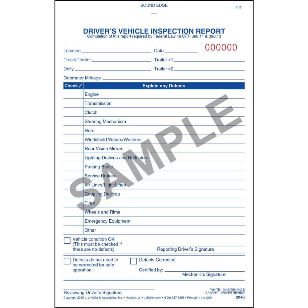 Amazon.com : Simplified Driver's Vehicle Inspection Report - Vertical ...