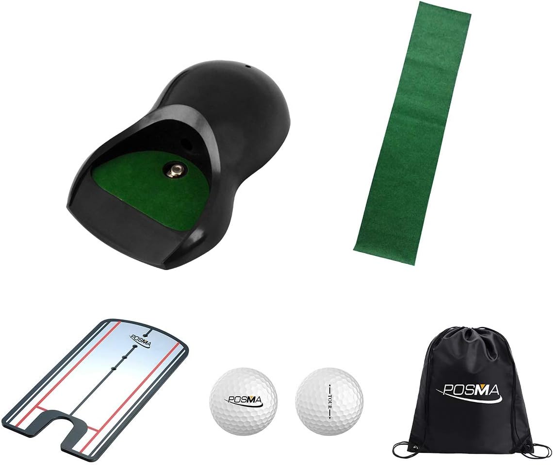 POSMA PG160G Golf Putter Training Putting Trainer Bundle Gift Set with Kickback Putt Cup, 6ft x ...