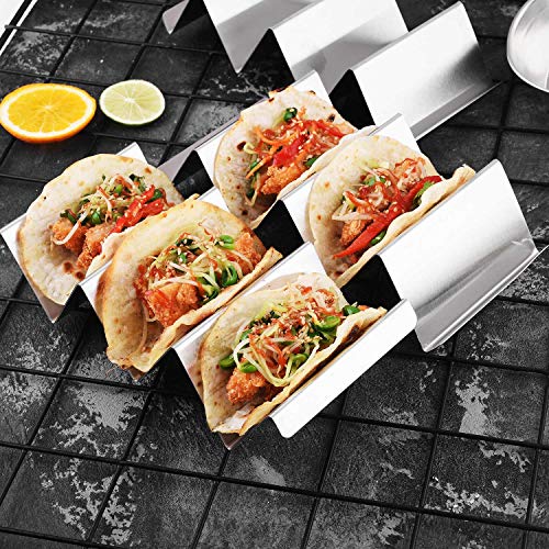 Taco Holder Stand,Set of 4 Stainless Steel Taco Tray,Stylish Taco Shell ...