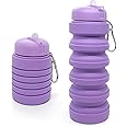 Amazon.com: Wikineon Collapsible Water Bottle 20oz, Travel Portable Sport Water Bottle, Silicone ...