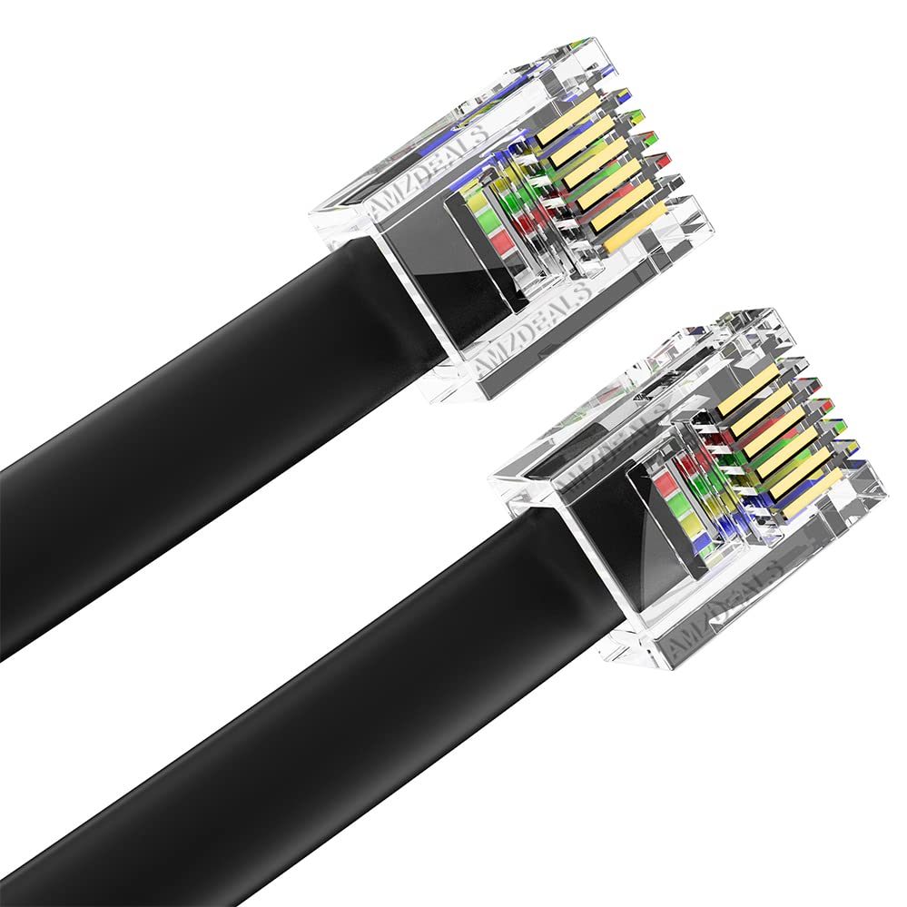 AmzDeals (2 Pack) 1 Foot Black RJ12 6P6C Reverse Wired Cable For Voice ...