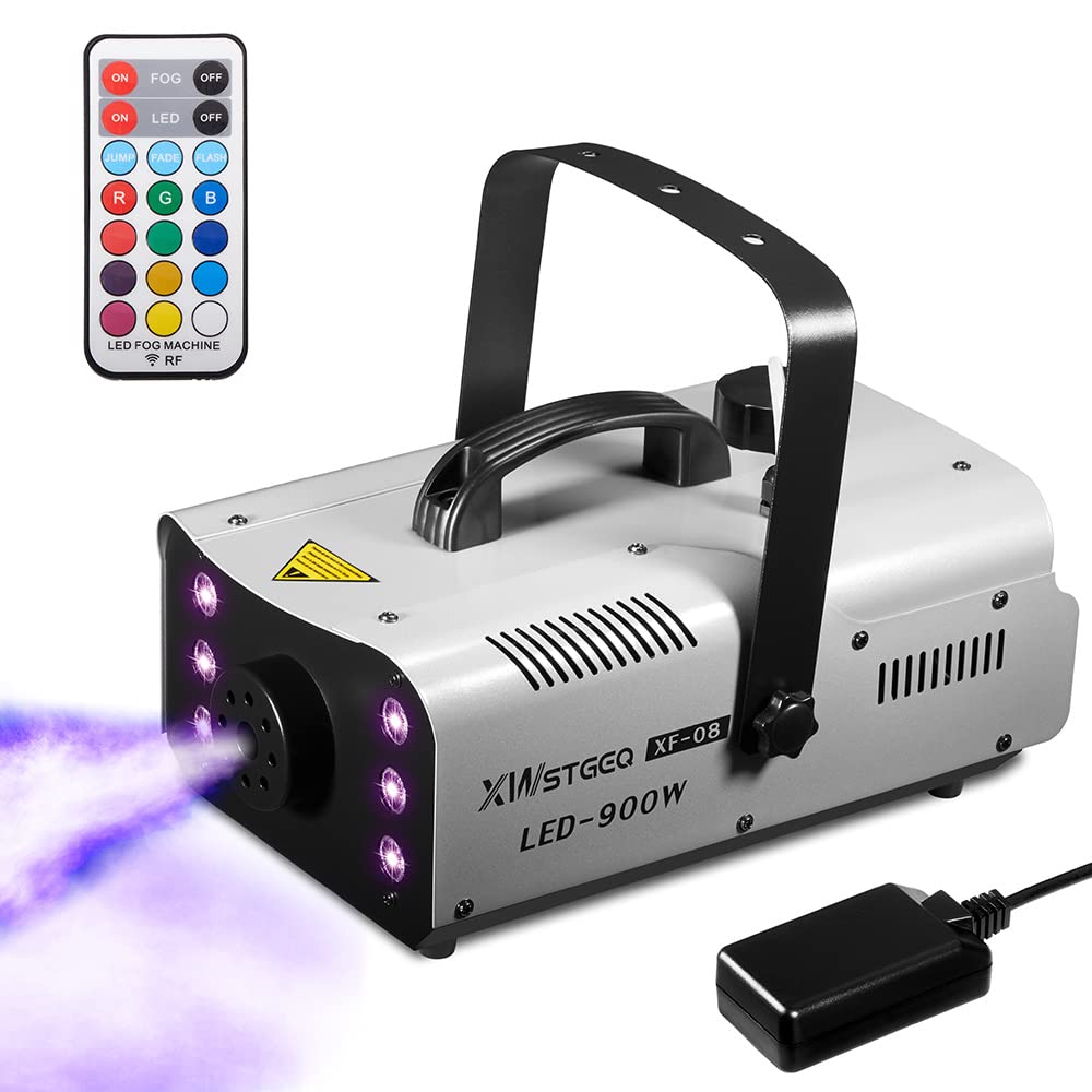 Fog Machine 900 Watt with 6 LED Lights and 2-In-1 Wireless Remote ...