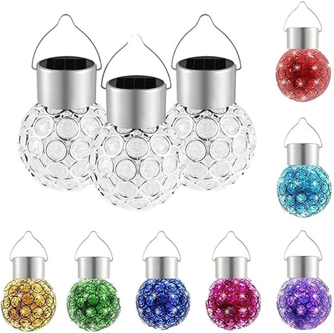 Maxxtek® 3 X Solar Hanging Crystal Ball Light,Outdoor Hanging ...