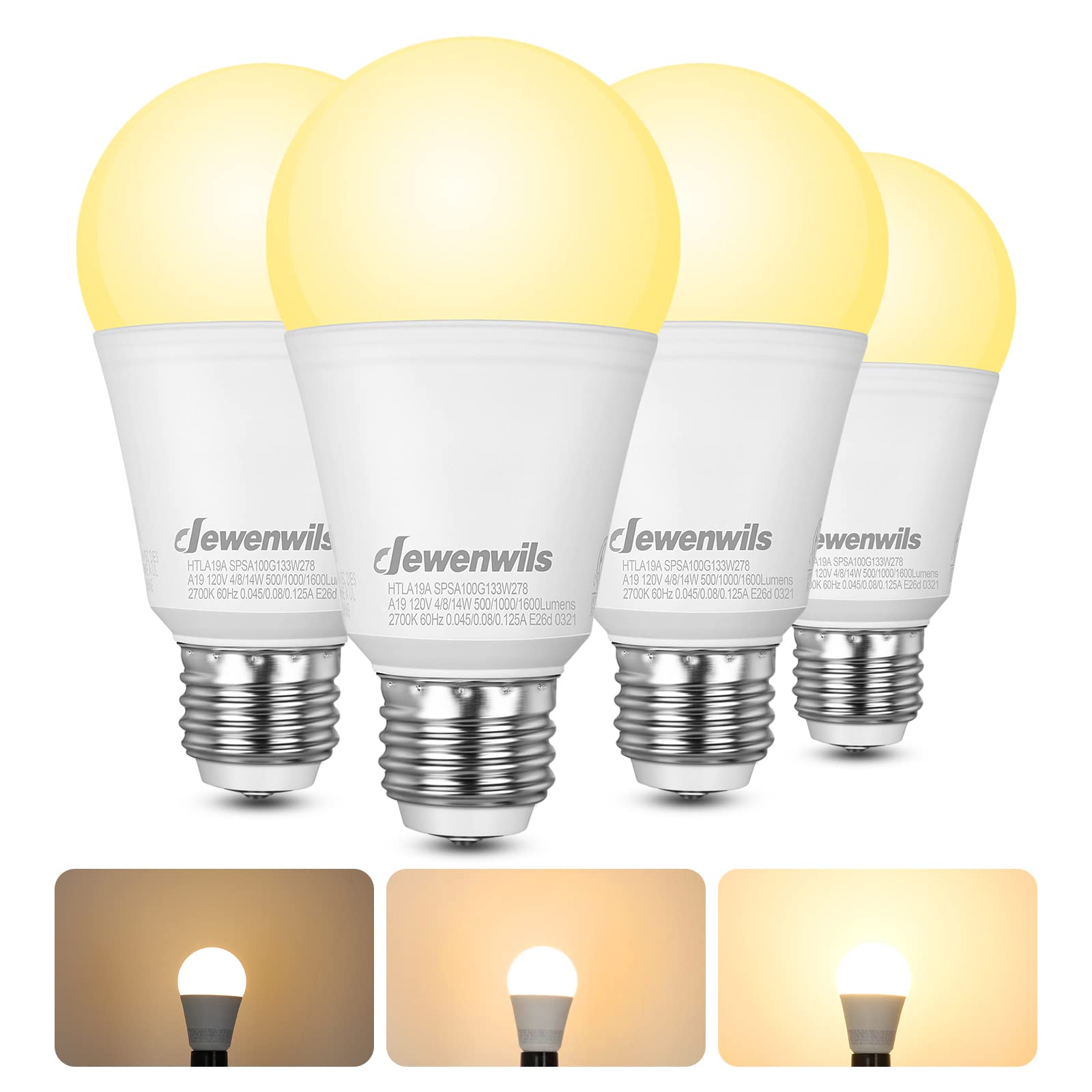 DEWENWILS LED 3 Way Light Bulbs, 40/60/100W Equivalent Three Way A19 ...