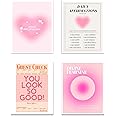 Amazon.com: Trendy Retro Y2K Pink Wall Art Preppy Gradient Aura Daily ...
