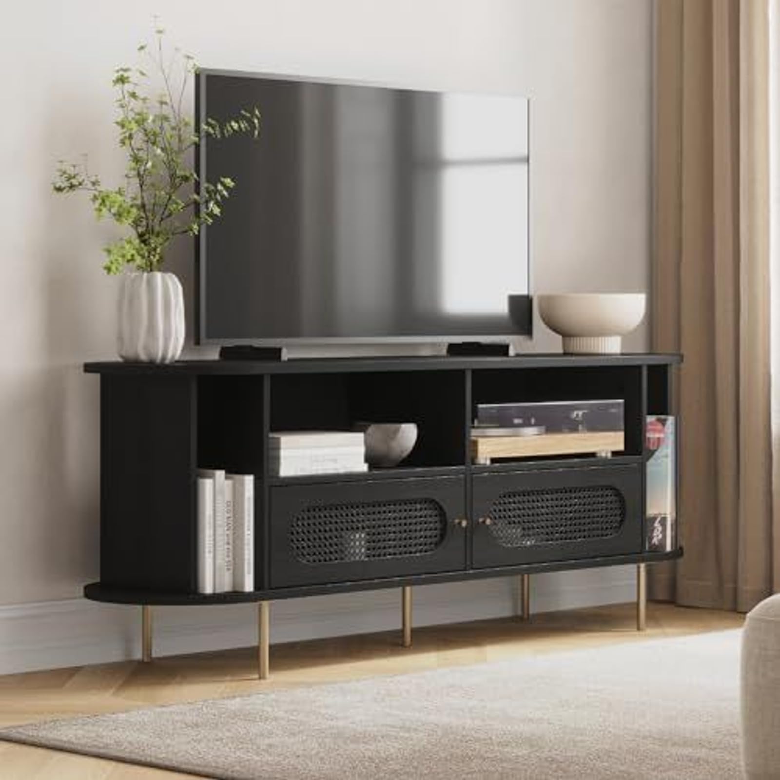 Stead Oval Rattan TV Stand & Media Console – 63? Entertainment Center ...