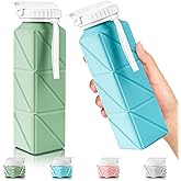 Amazon.com: Collapsible Travel Water Bottles, Food Grade BPA Free Silicone Foldable Water Bottle ...