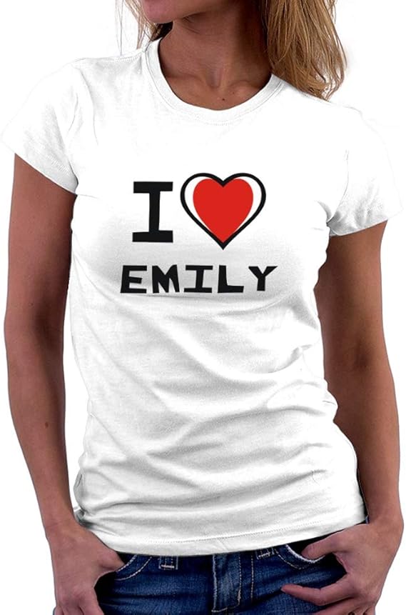 Amazon.com: Teeburon I Love Emily Bicolor Heart Women T-Shirt: Clothing