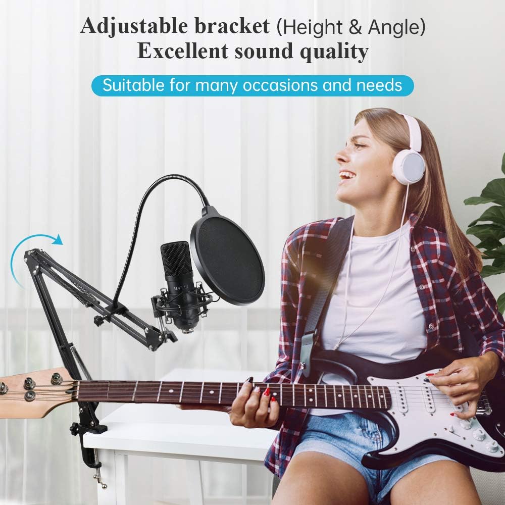 USB Microphone Kit, MANLI Professional PC Condenser Studio Microphone ...