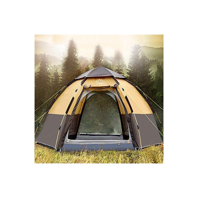 Toogh 3-4 Person Camping Tent Backpacking Tents Hexagon Waterproof Dome ...