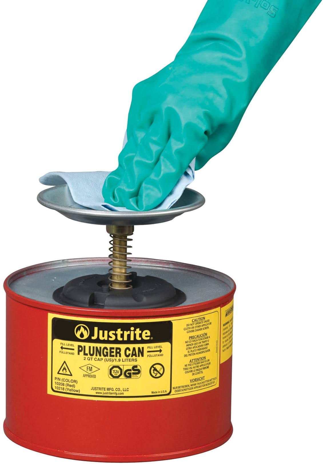 Mua Justrite Plunger Can for Solvents, 2 Quarts Capacity, 7.4" x 7.25 ...