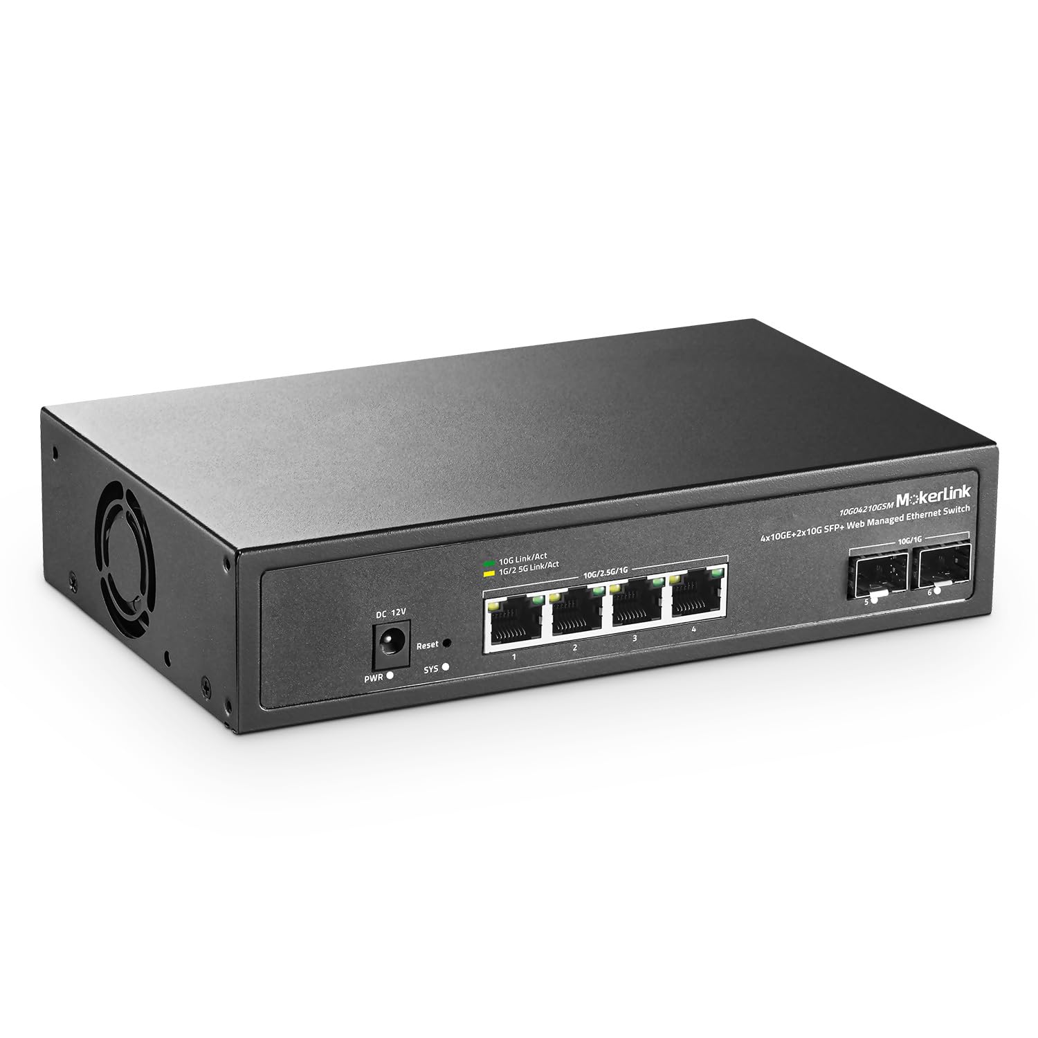MokerLink 6 Port 10Gbps Managed Switch, 4x10G Etheret RJ45, 2x10G SFP+ ...