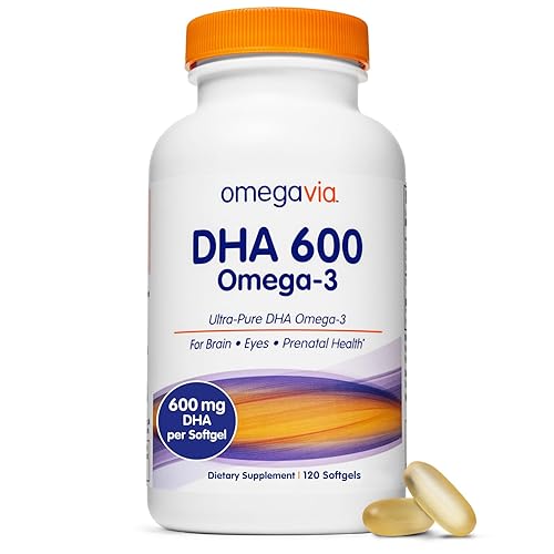 OmegaVia DHA 600 mg, Ultra Pure Omega-3 DHA Supplements for Brain and ...