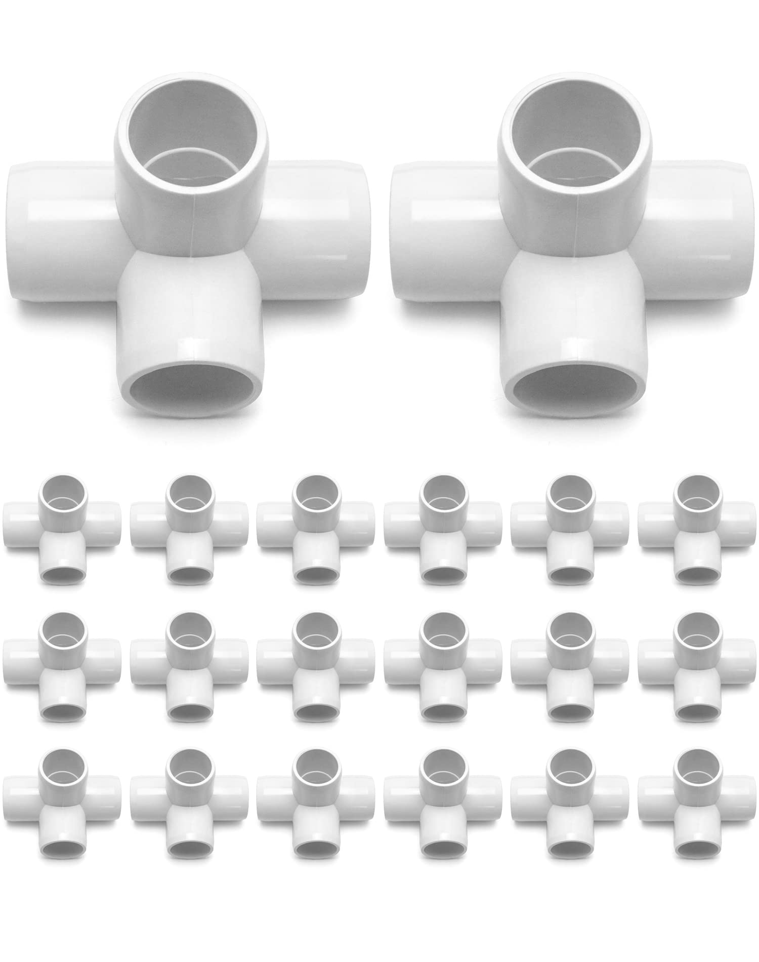 Qwork Pvc Fitting, 4 Way 3/4" Tee Elbow, 20 Pack PVC Fitting Connector ...