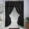 Amazon.com: Stoneberry Home Ruffled Shower Curtain Set, Black : Home ...