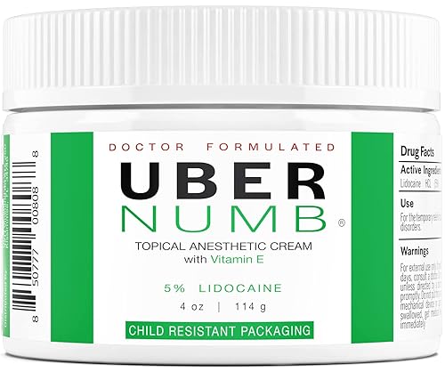 Uber Numb 5% Lidocaine Numbing Cream, Pain Relief Cream Burn Itch Cream ...
