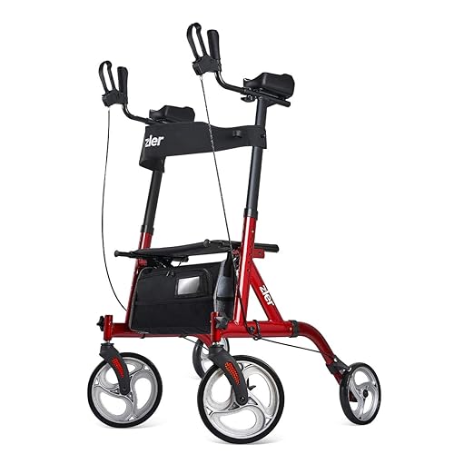 Zler Upright Walker with 10' Front Wheels, Folding Rollator Walker Back ...