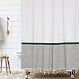 Amazon.com: HALL & PERRY Modern Farmhouse Tassel Shower Curtain 100% Cotton Striped Fabric ...