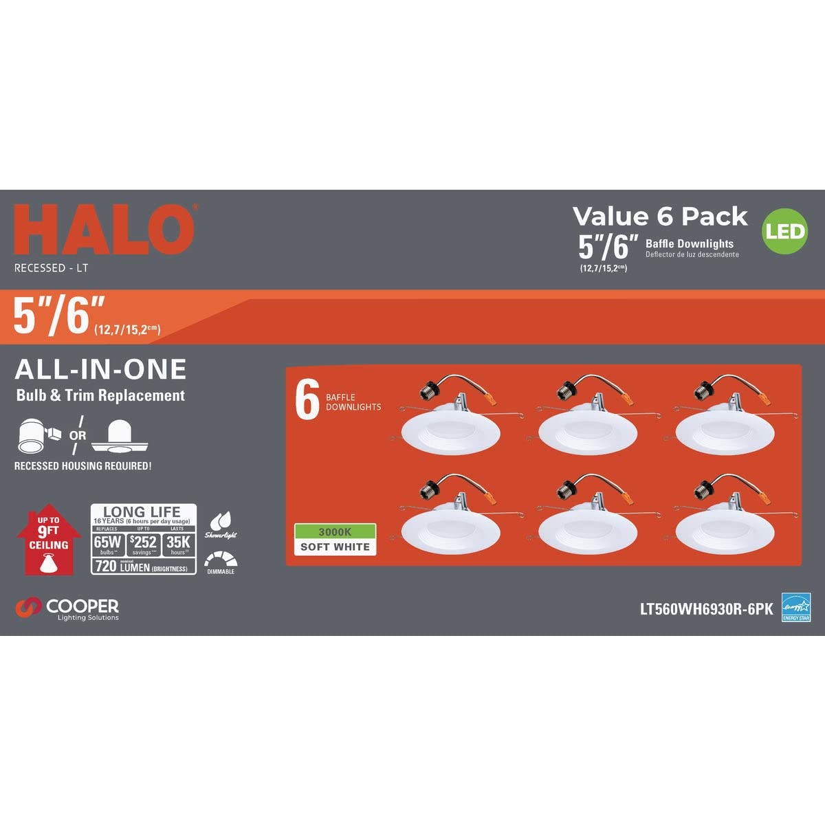 Mua HALO 6 inch Recessed LED Can Light – Retrofit Ceiling & Shower ...
