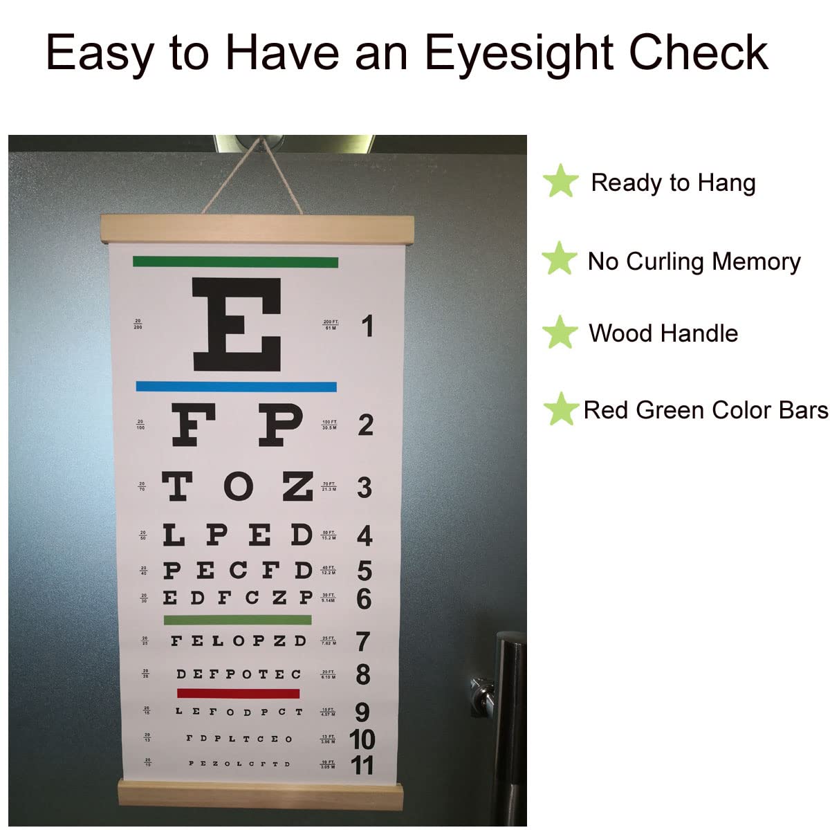 Snellen Eye Chart, Eye Charts For Eye Exams 20 Feet With Wooden Frame ...