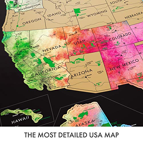 Landmass - 24 x 17 inches Scratch Off World Map Poster + Bonus USA ...