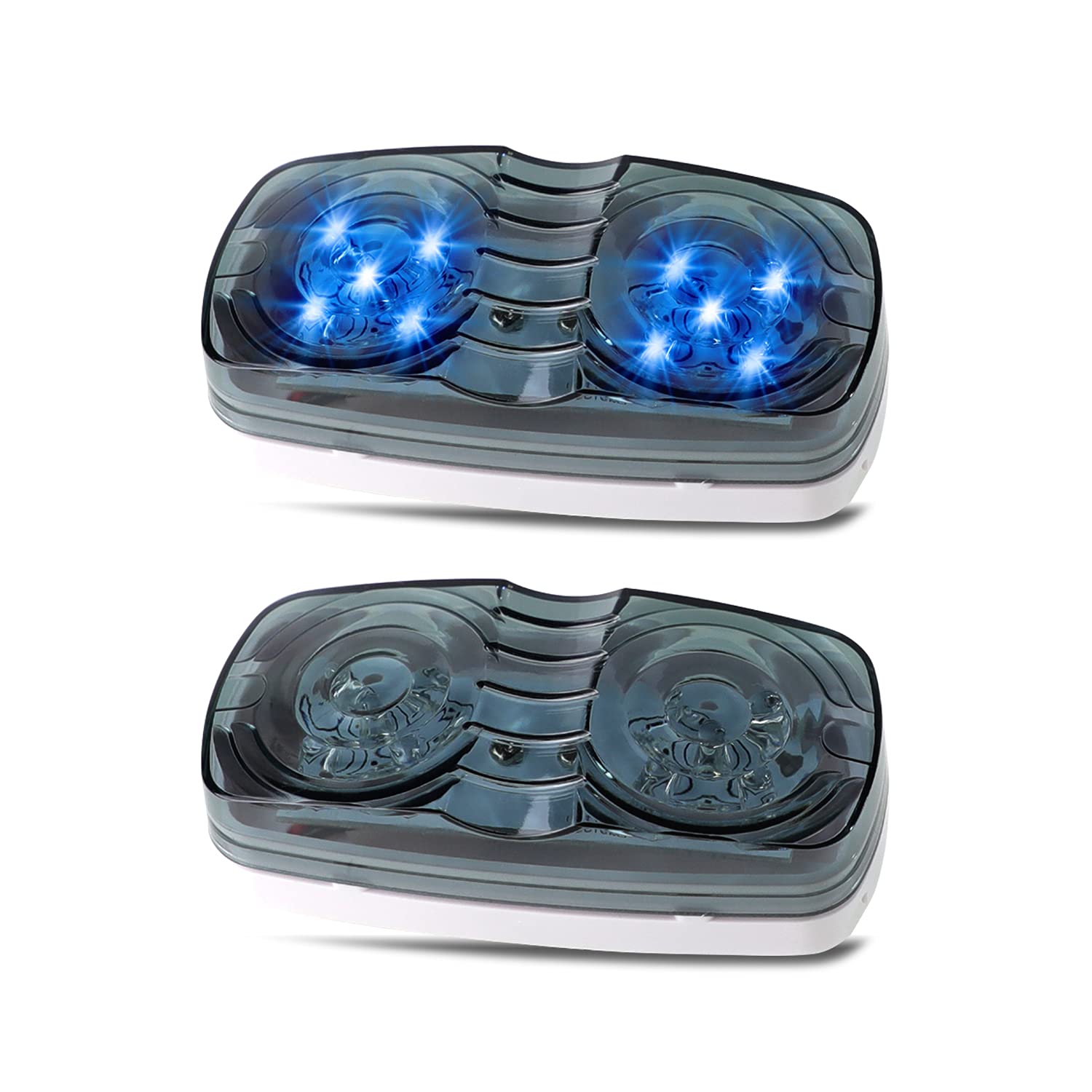 Meerkatt (Pack Of 2) Smoked Lens Blue Indicator Lights 10 LED Double ...