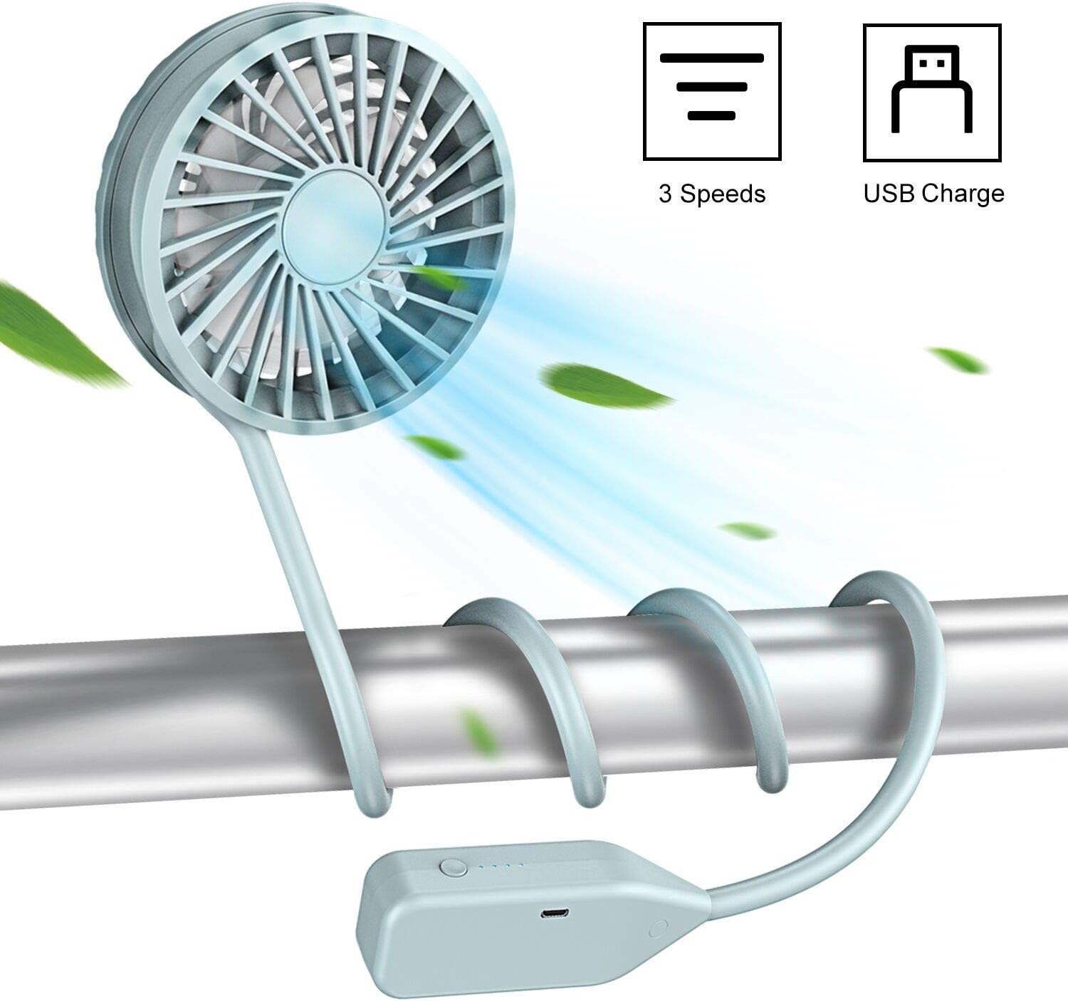 Car 360° Free Rotation Neck Fan Baby Stroller Outdoor Portable Handheld ...