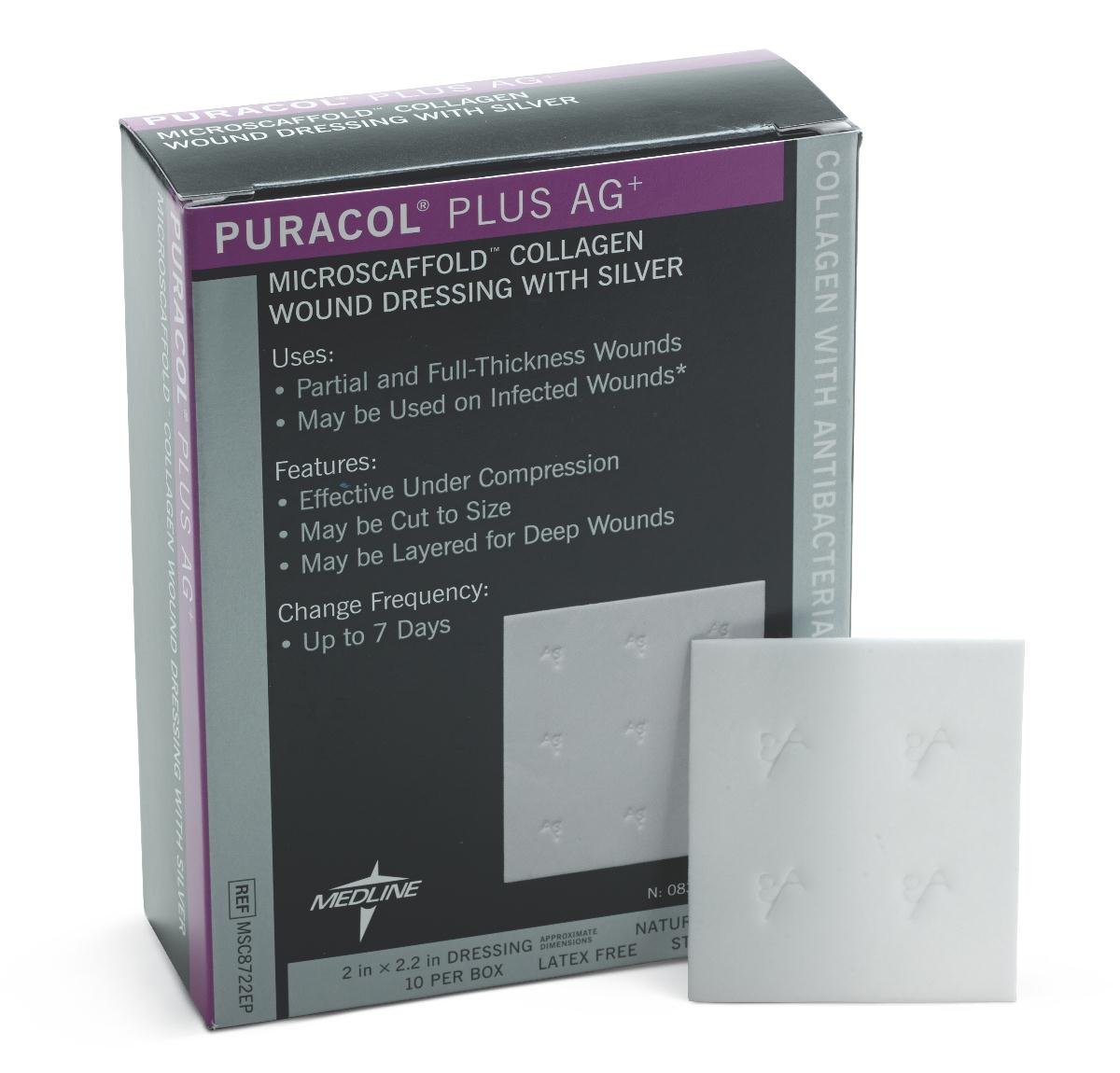 Amazon.com: Medline MSC8722EP Puracol Plus AG+ Collagen Dressings with ...