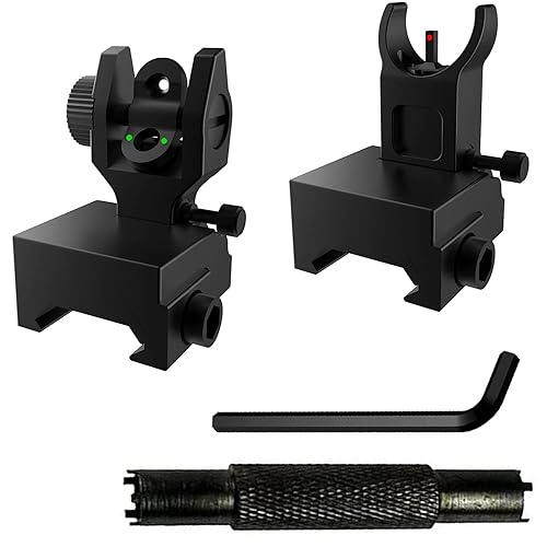Fiber Optics Iron Sights with Pop Up Button, Flip Up Sight with Red Dot ...