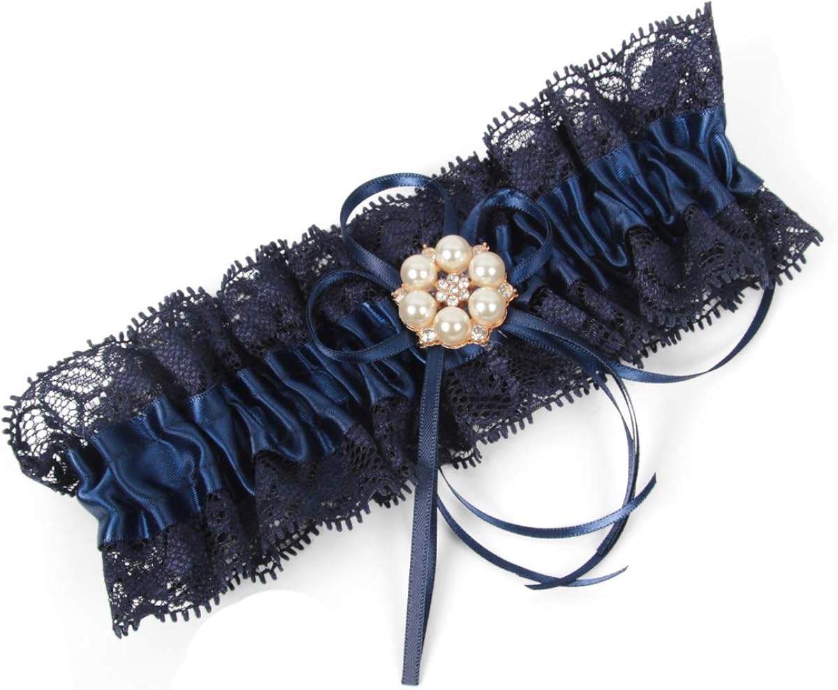 Buy Navy Blue Wedding Garters for Women, Vintage Lace Bridal Garters ...