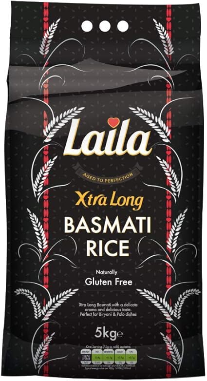Laila Extra Long Grain Rice 5 Kg - 100 % Gluten Free - Extra Long Grain ...
