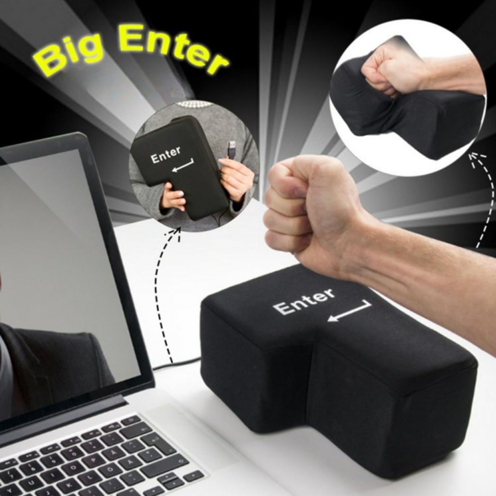 YADILLO Giant Enter USB Big Enter Key Relieve Stress Toy, Creative ...