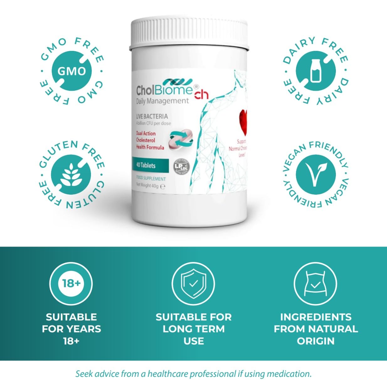 Mua Cholbiome CH Probiotic Supplement for High Cholesterol - 40 Tablets ...