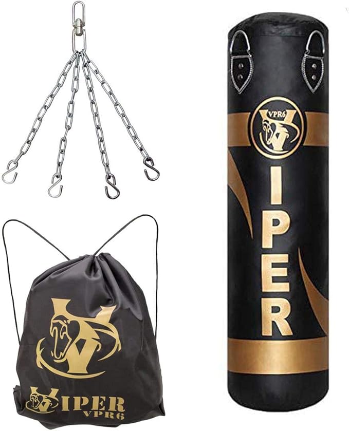 Viper 5ft Boxing Punch Bag Filled Heavy Gym Fitness Club Chain MMA Kick ...