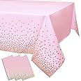 Amazon.com: Kesfey 3ps Pink Plastic Tablecloth 84 * 108 Rectangular ...
