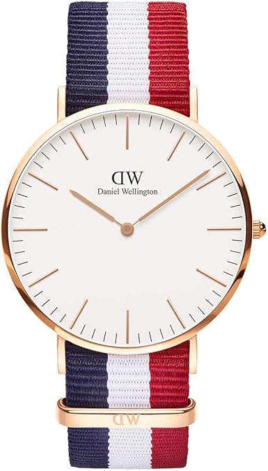Daniel Wellington Classic Cambridge, Blau-Weiß-Rot/Roségold Uhr, 40mm ...