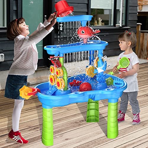 Sand and Water Table Toy for Kids, 3-Tier Water Table, Kids Water Play ...