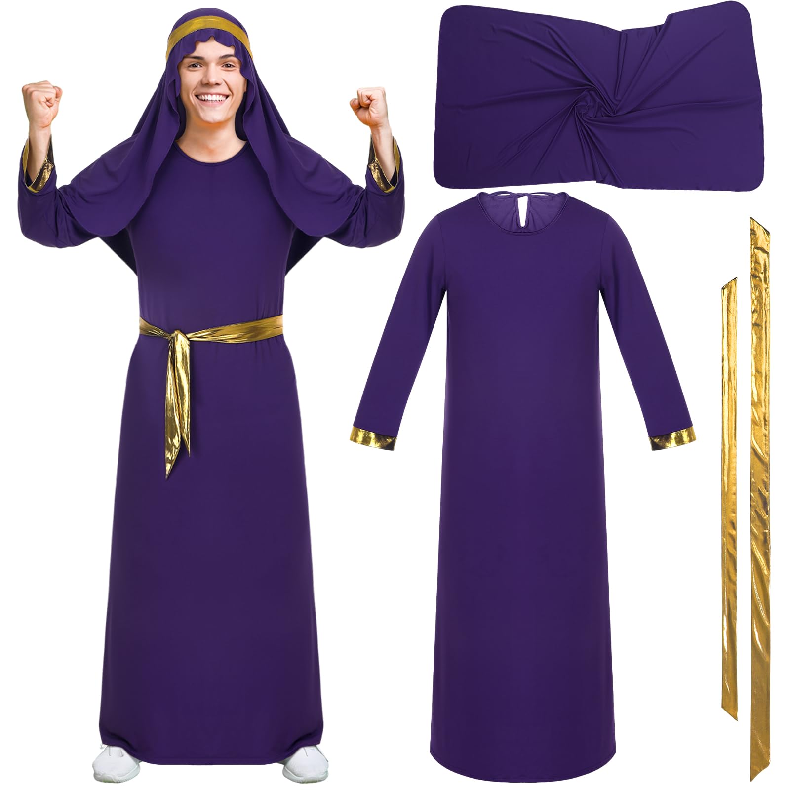 Mepase 4 Pcs Men Biblical Wise Man Costumes Set Adult Nativity Costumes ...