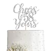 58 Silver Glitter Happy 58th Birthday Cake Topper, Cheers to 58 Years ...