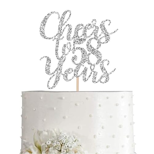 58 Silver Glitter Happy 58th Birthday Cake Topper, Cheers to 58 Years ...