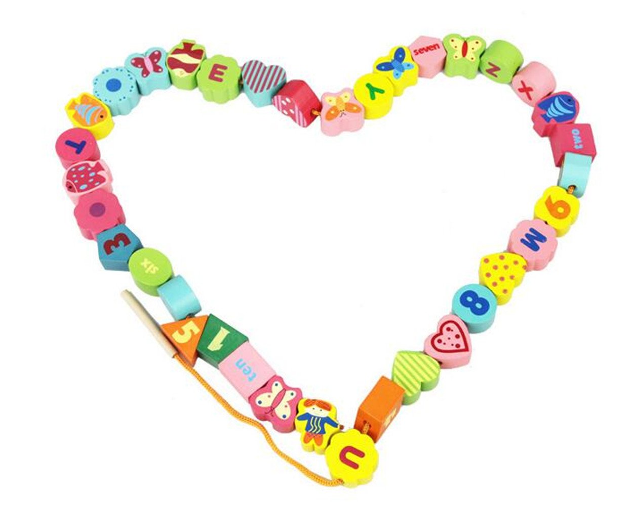 Arts & Crafts Vytung Wooden Lacing Pop Beads Toddlers String Lace Large ...