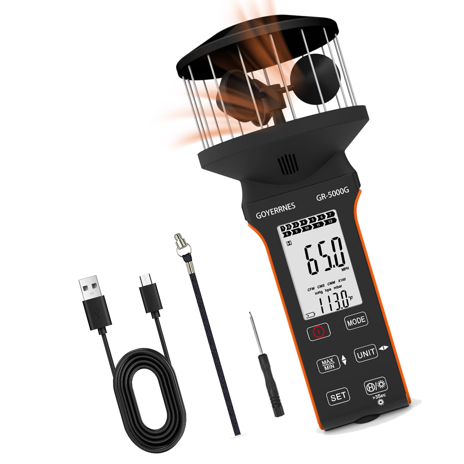 Mua GOYERRNES Air Flow & Wind Speed Meter, Handheld Cup Anemometer with ...