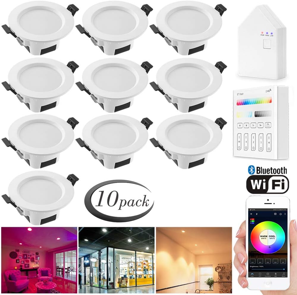 WiFi 5W 350LM Led Downlights for Ceiling Dimmable RGBCW, Bluetooth Mesh ...